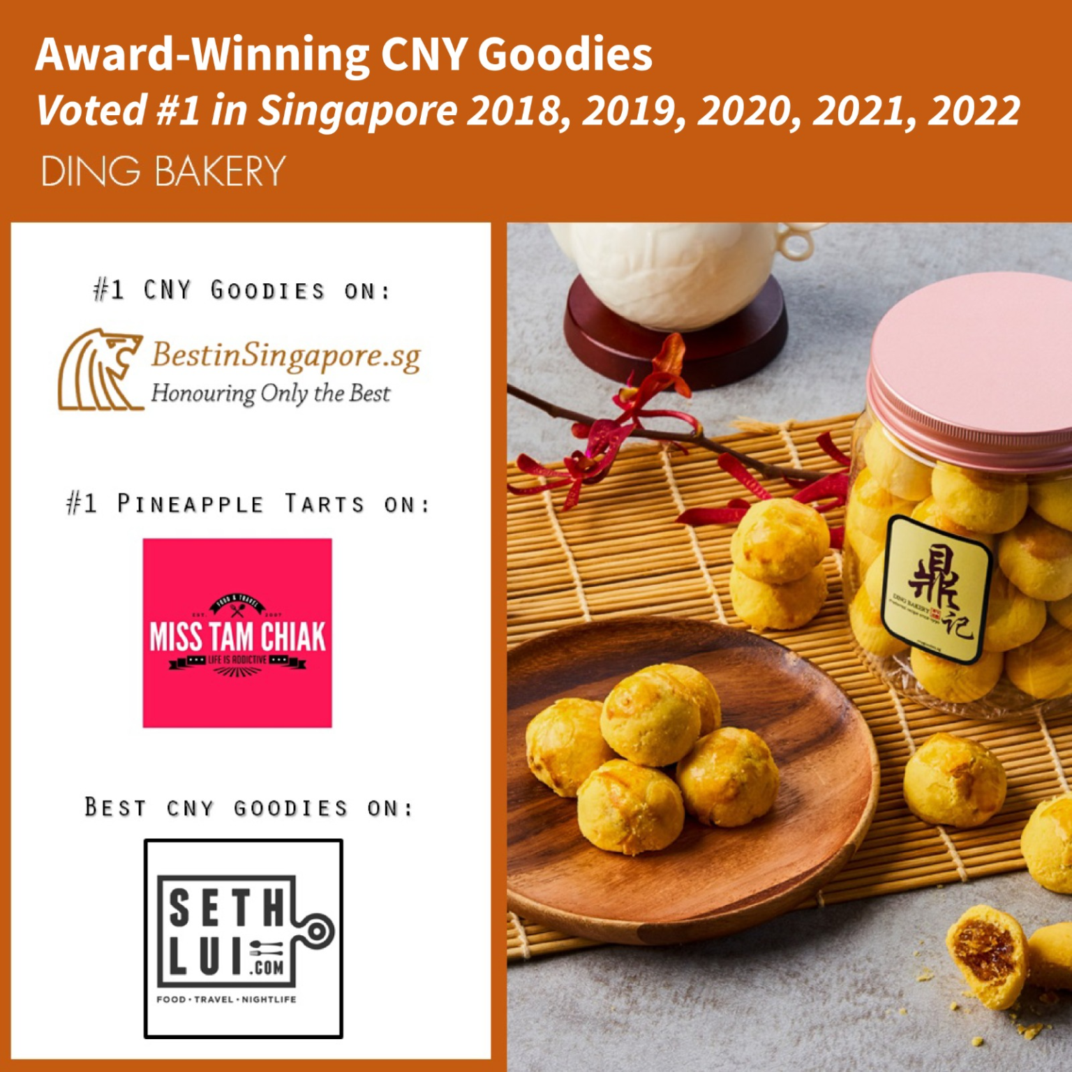 Award-Winning Nyonya Pineapple Tarts Singapore | Ding Bakery